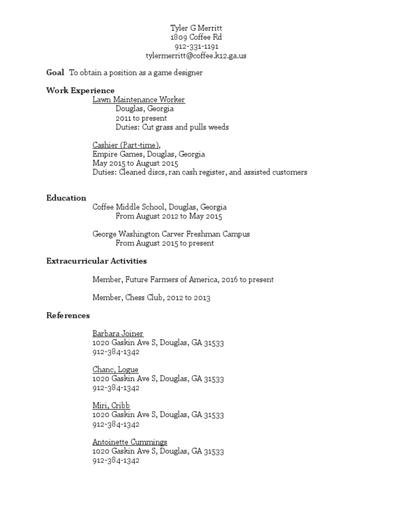 Tyler Merritt's Game Designer Resume | PDF | Sports & Recreation