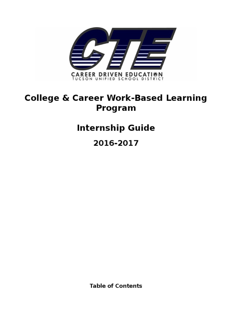 College & Career Work-Based Learning Program Internship Guide | PDF ...
