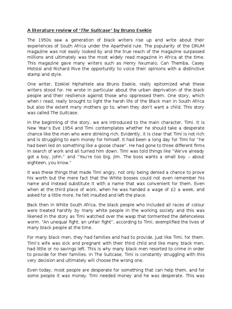 The Suitcase: Literature Review | PDF