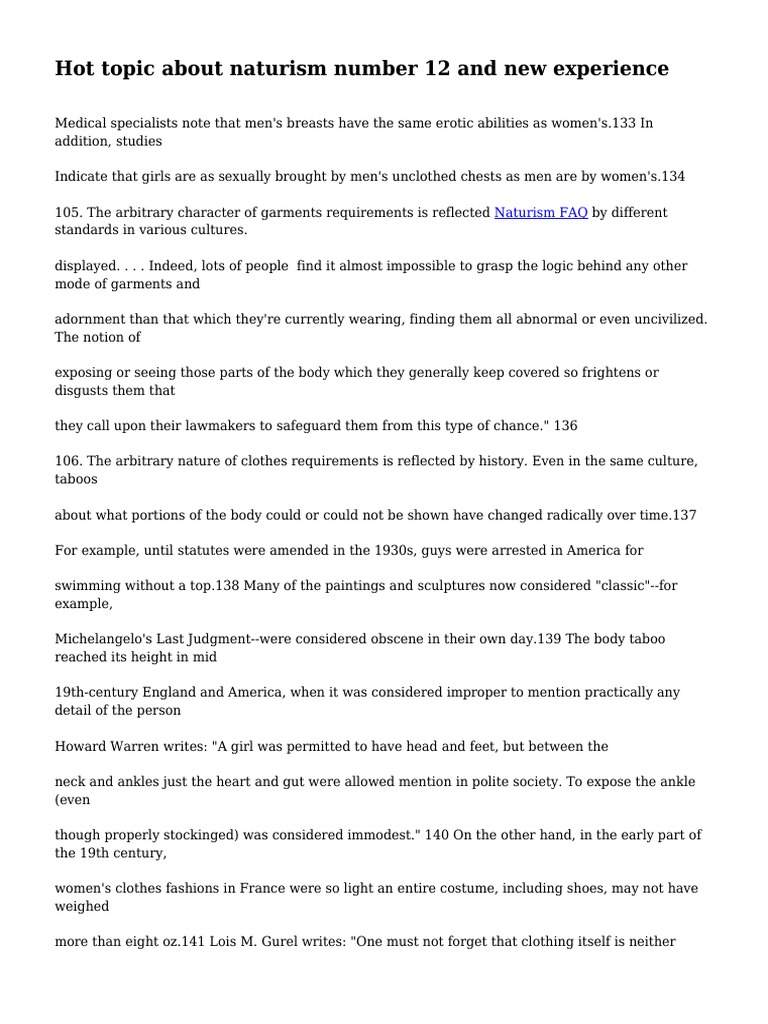 Hot Topic About Naturism Number 12 and New Experience | PDF | Nudity ...