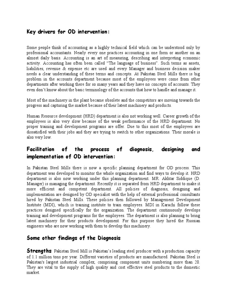 OD Intervention Strategies at Pakistan Steel Mills | PDF | Employment ...