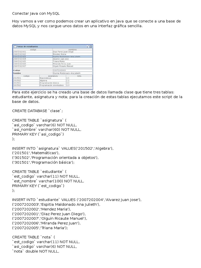 Conectar Java Con Mysql Pdf Java Lenguaje De Programación Mi Sql