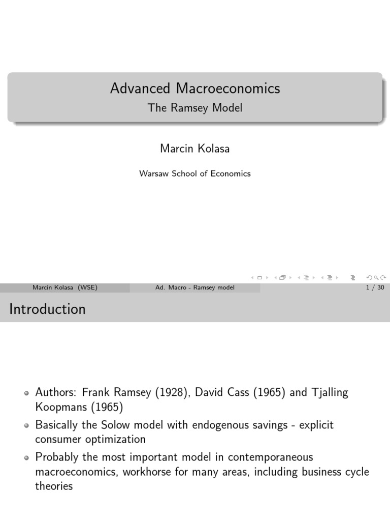2 Ramsey Model | PDF | Macroeconomics | Economic Theories