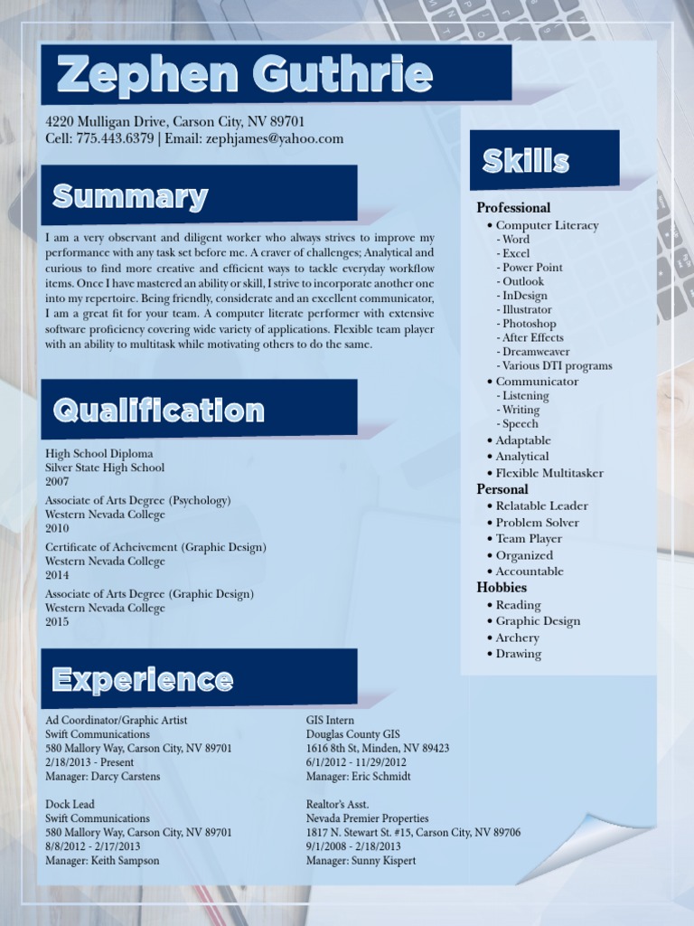 Computer Literacy in Resume Summary | PDF | Career & Growth | Self ...