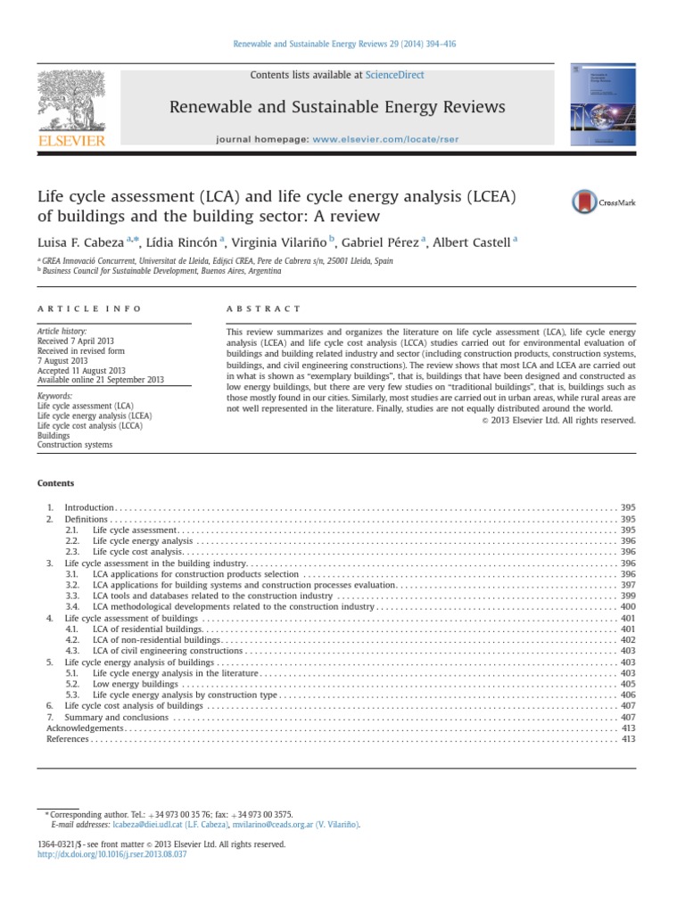 Life Cycle Assessment (LCA) and Life Cycle Energy Analysis (LCEA) of ...