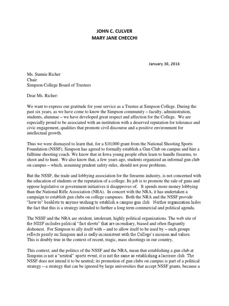 John C. Culver Mary Jane Checchi | PDF | National Rifle Association ...