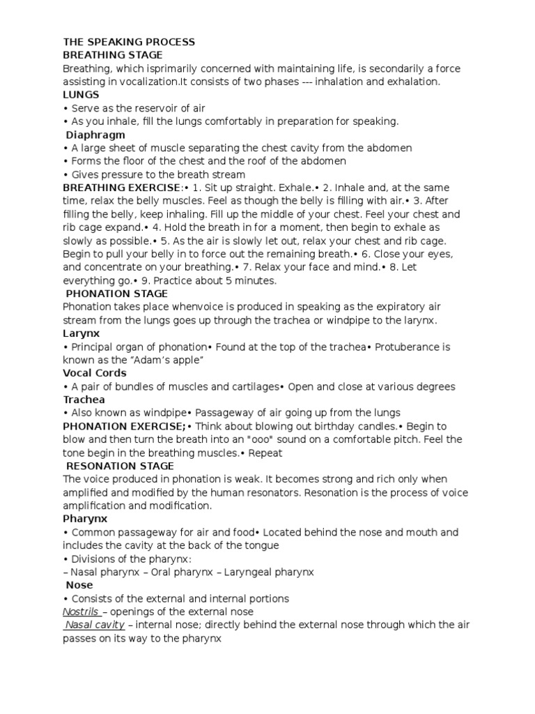 The Speaking Process | PDF | Larynx | Mouth