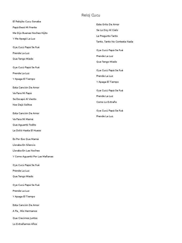 El Relojito Cucu Sonaba | PDF