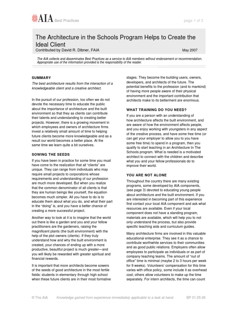 Architecture in School Program | PDF | Architect | Internship