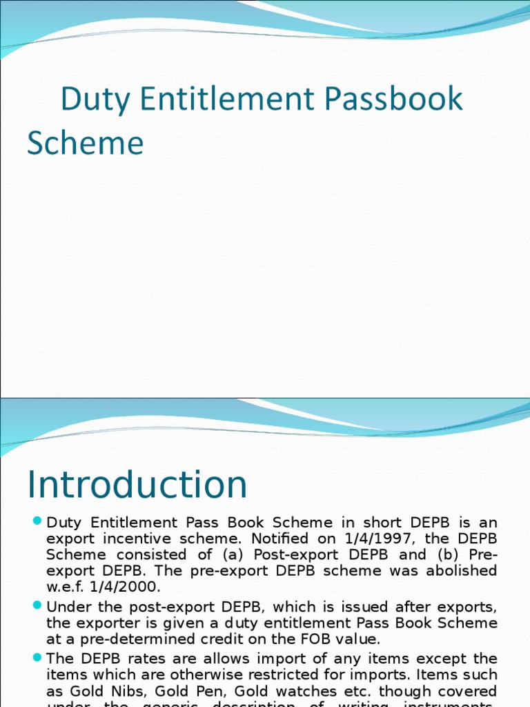 Duty Entitlement Passbook Scheme | PDF | Government Of India | Exports