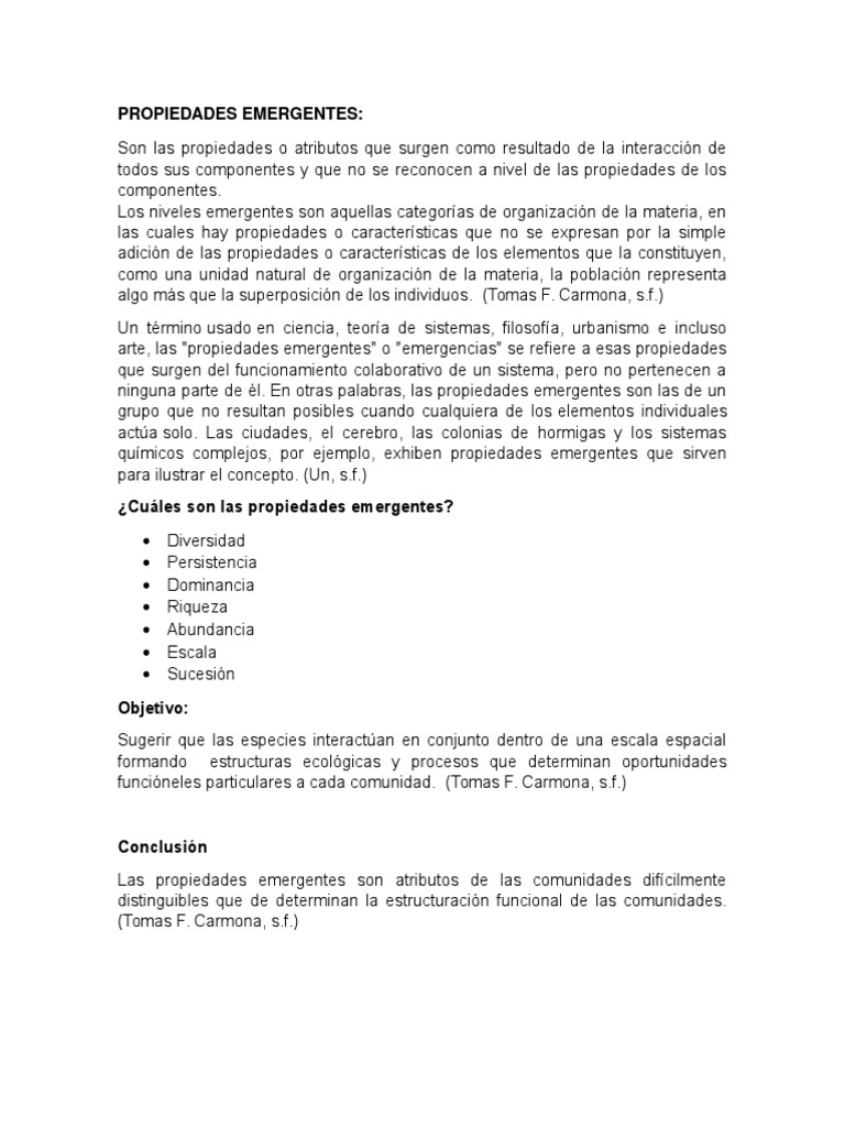 Propiedades Emergentes | PDF