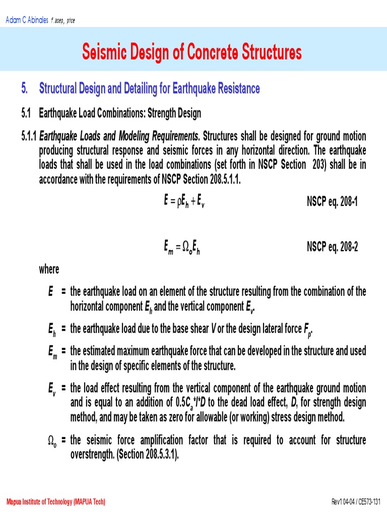 Seismic Design | PDF | Earthquake Engineering | Beam (Structure)