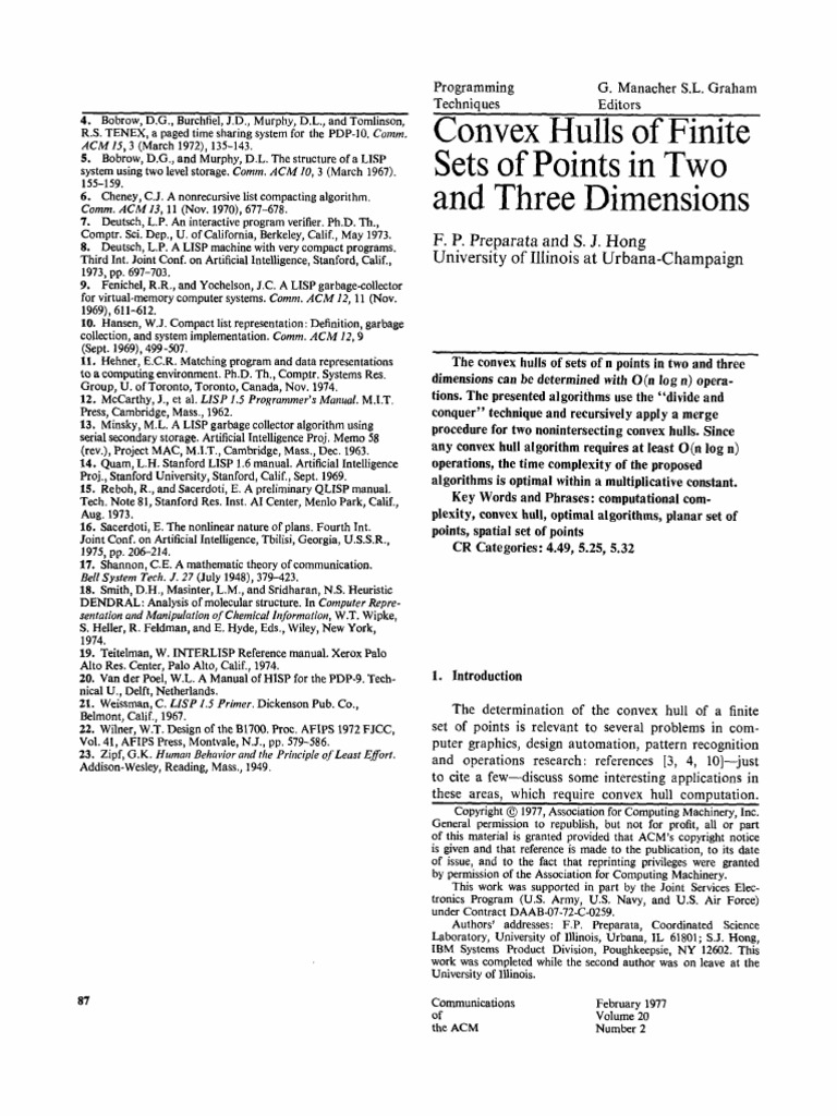 Convex Hulls of Finite Sets of Points in Two and Three Dimensions | PDF | Vertex (Geometry ...