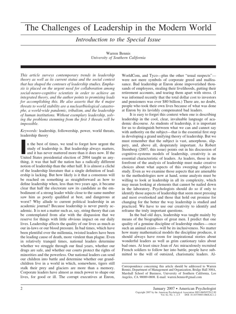 Challenges of Leadership in The Modern World | PDF