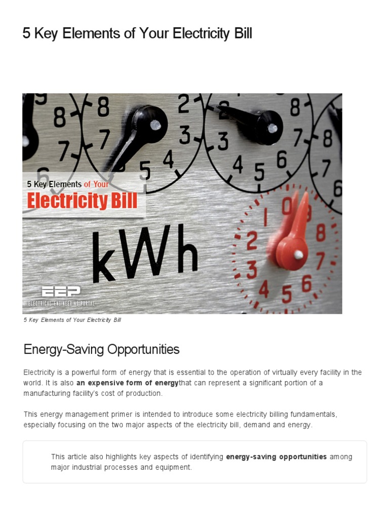 Understanding Your Electricity Bill Elements | PDF | Kilowatt Hour | Ac ...