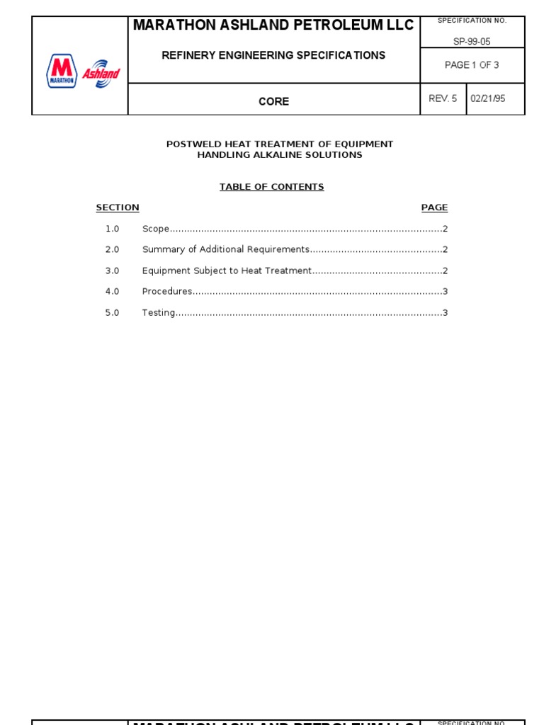 Marathon Ashland Petroleum LLC: Refinery Engineering Specifications ...