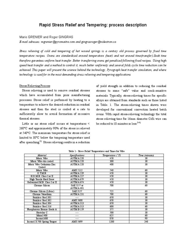 Rapid Stress Relief & Tempering Process | PDF | Annealing (Metallurgy ...