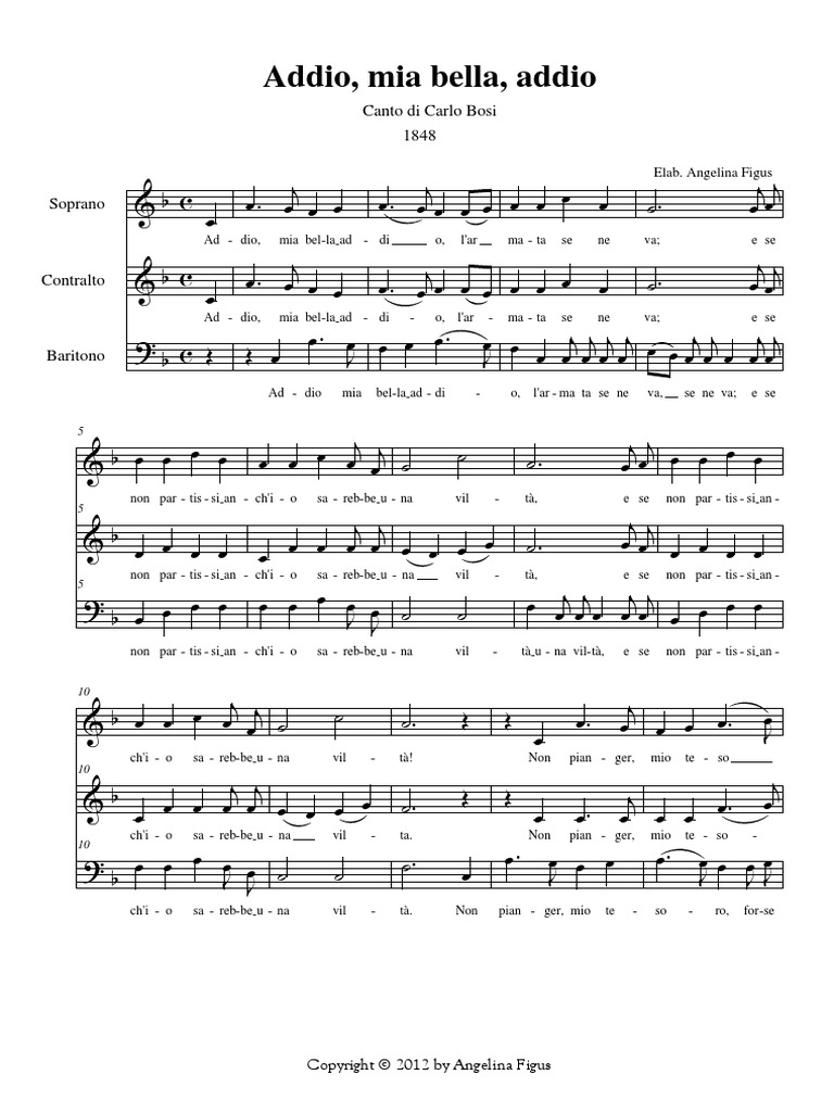 Addio Mia Bella Addio Figus SCB | PDF | Musique italienne ...