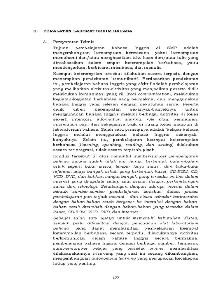 Juknis Laboratorium Bahasa SMP 2014 | PDF