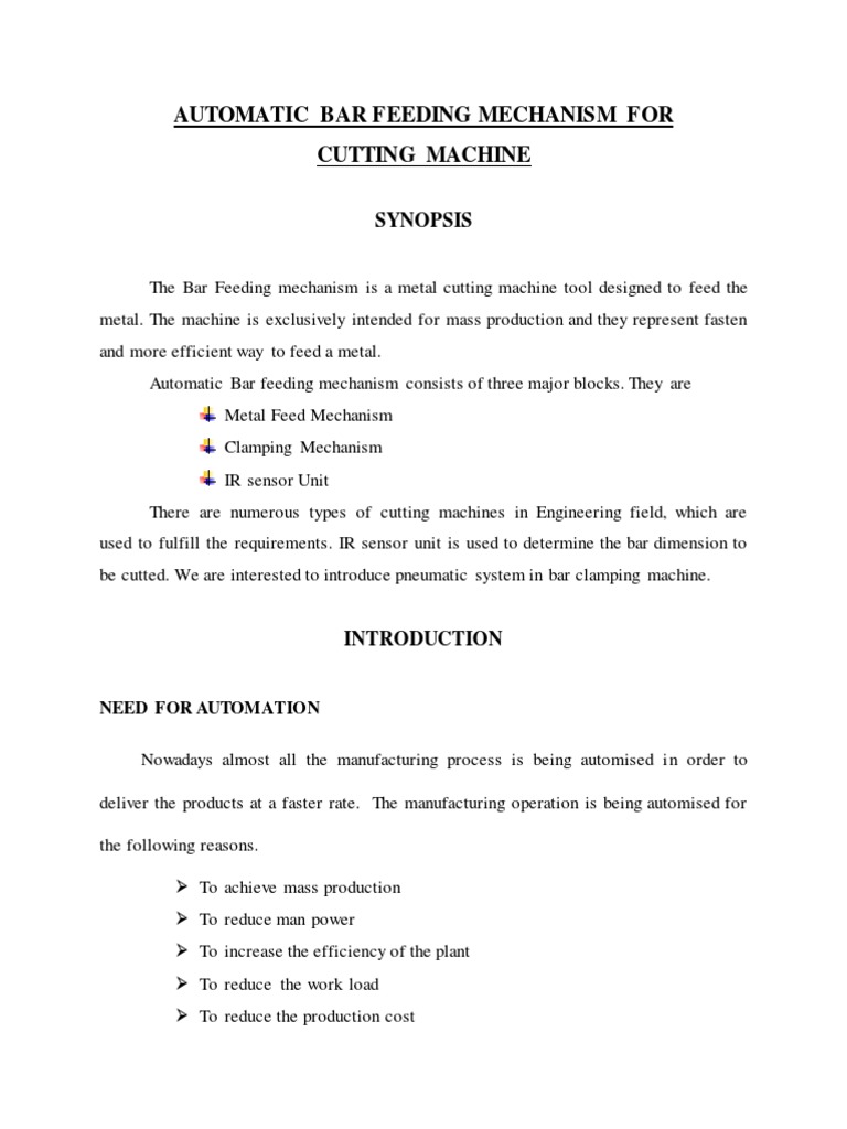 Automatic Bar Feeding Mechanism | PDF