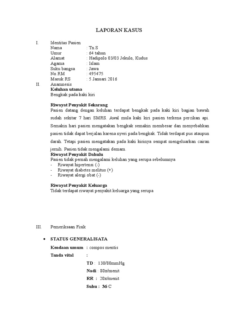 Abses Pedis Sinistra: Kasus Tn.S 64 Tahun | PDF