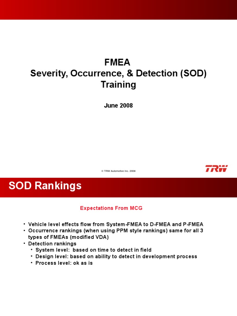 FMEA - SOD Training - Unibody | PDF | Anti Lock Braking System | Reliability Engineering