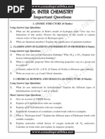 Chemistry 1st Year Important Questions Chapter Wise | PDF | Chemical Bond | Atoms