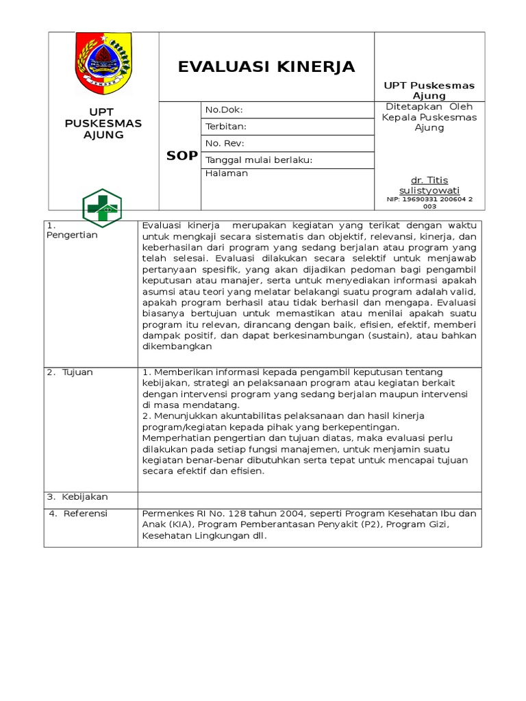 Sop Evaluasi KinerJa | PDF