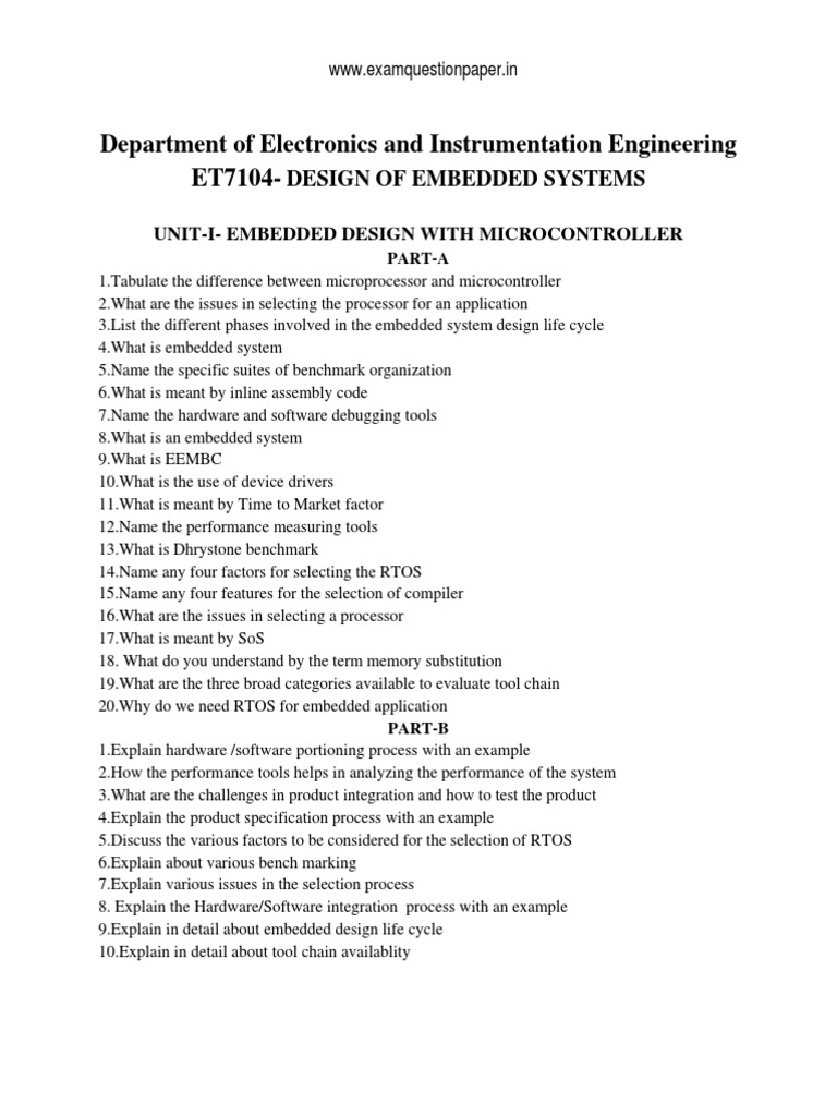 ET7104-Design of Embedded Systems | PDF | Emulator | Embedded System