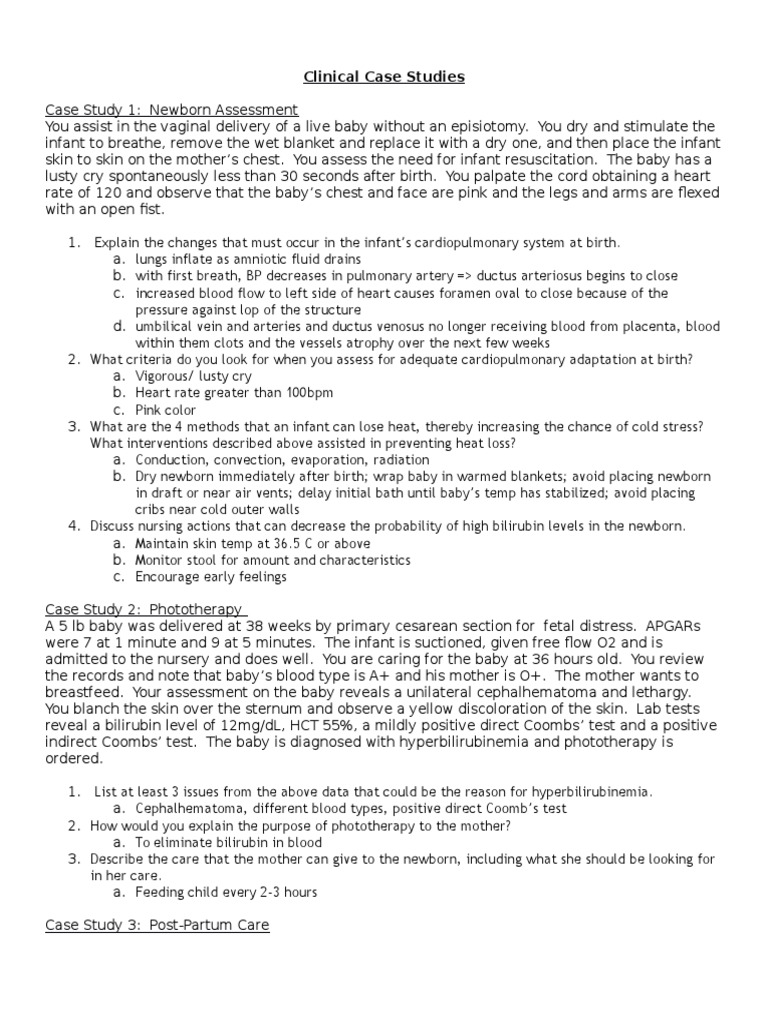 Clinical Case Studies | Childbirth | Infants