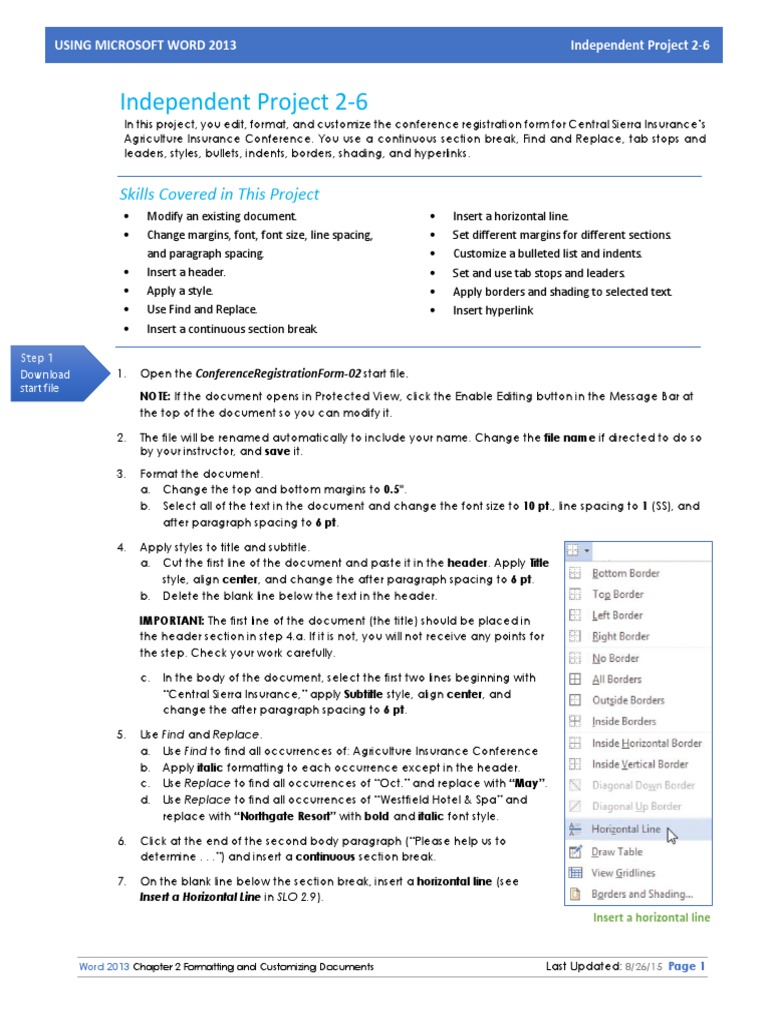 WD2013 Independent Project 2-6 Instructions | PDF | Microsoft Word ...