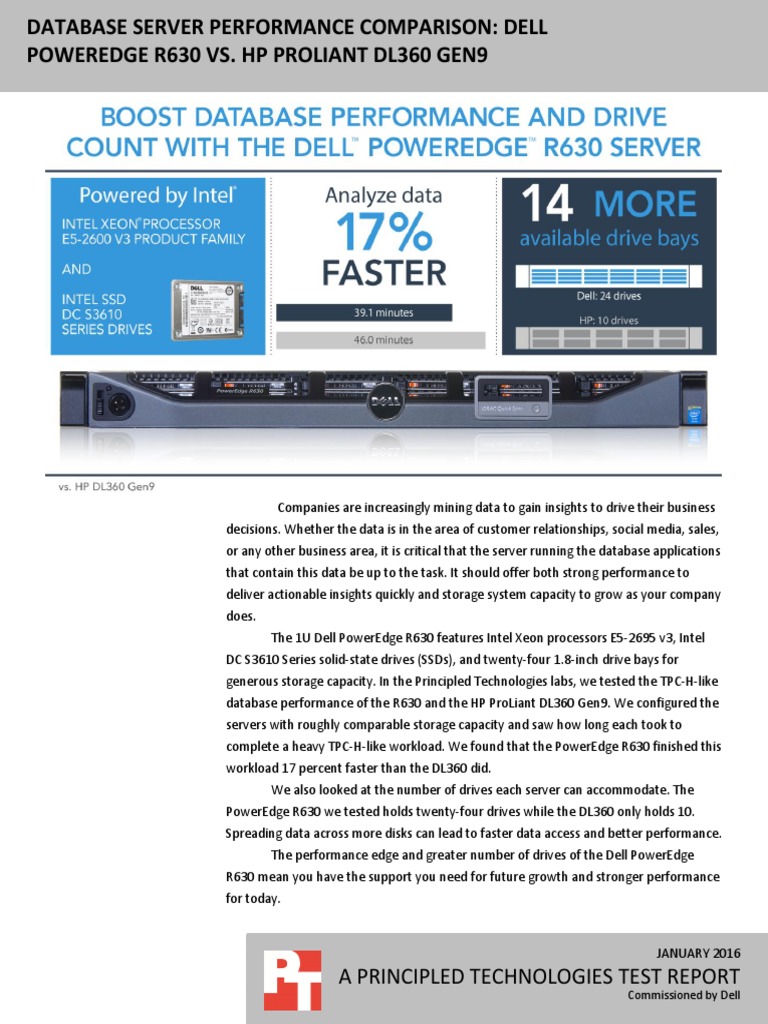 Database Server Performance Comparison: Dell PowerEdge R630 vs. HP ProLiant DL360 Gen9 | PDF ...