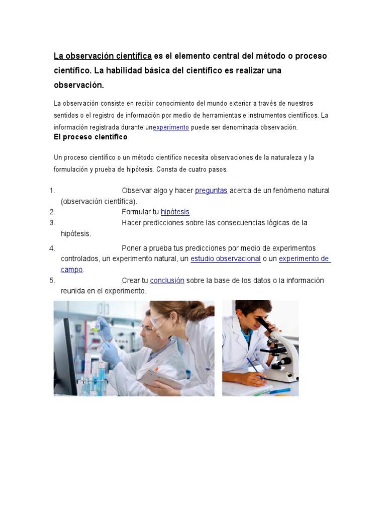La Observación Científica Es El Elemento Central Del Método o Proceso ...