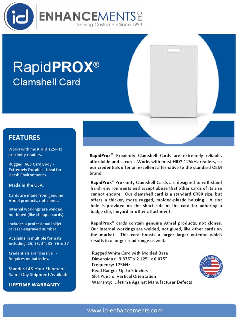RapidPROX Clamshell Card | PDF