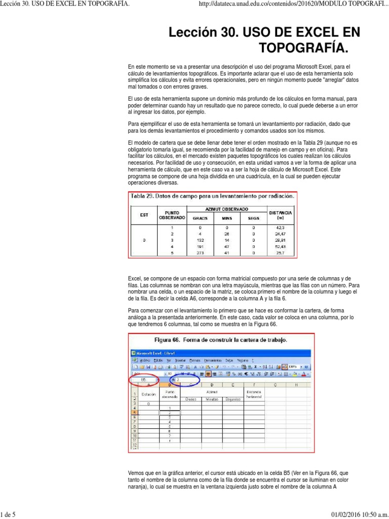 Uso de Excel en Topografía | PDF | Microsoft Excel | Seno