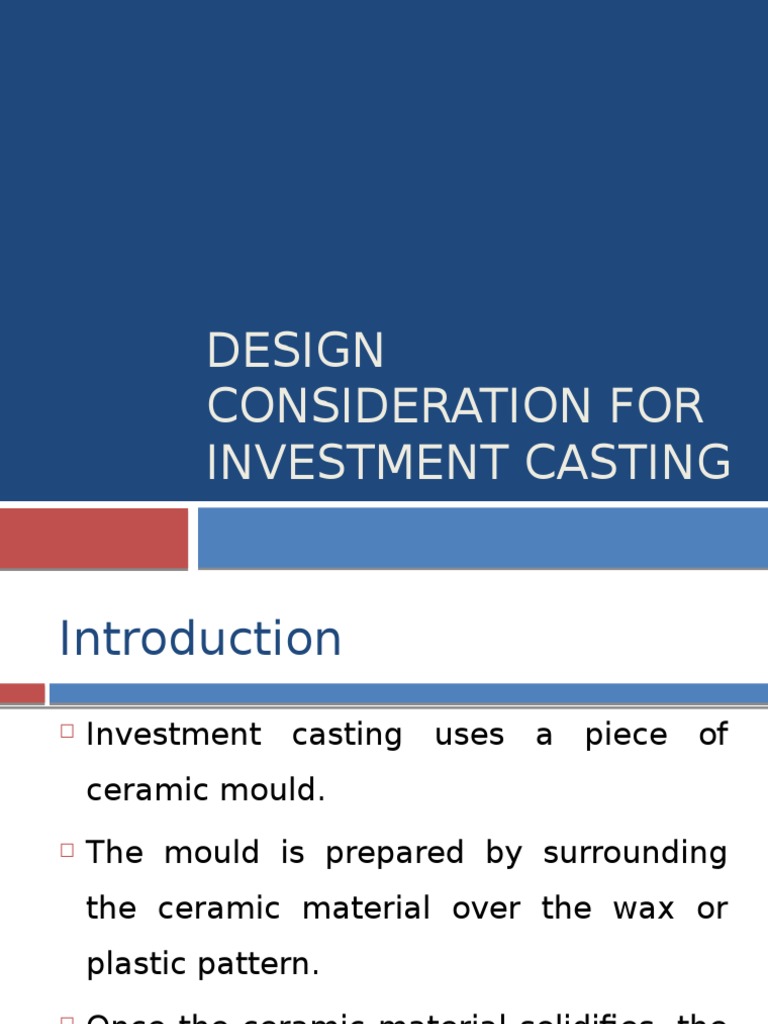 Design Consideration For Investment Casting | PDF | Casting | Casting ...