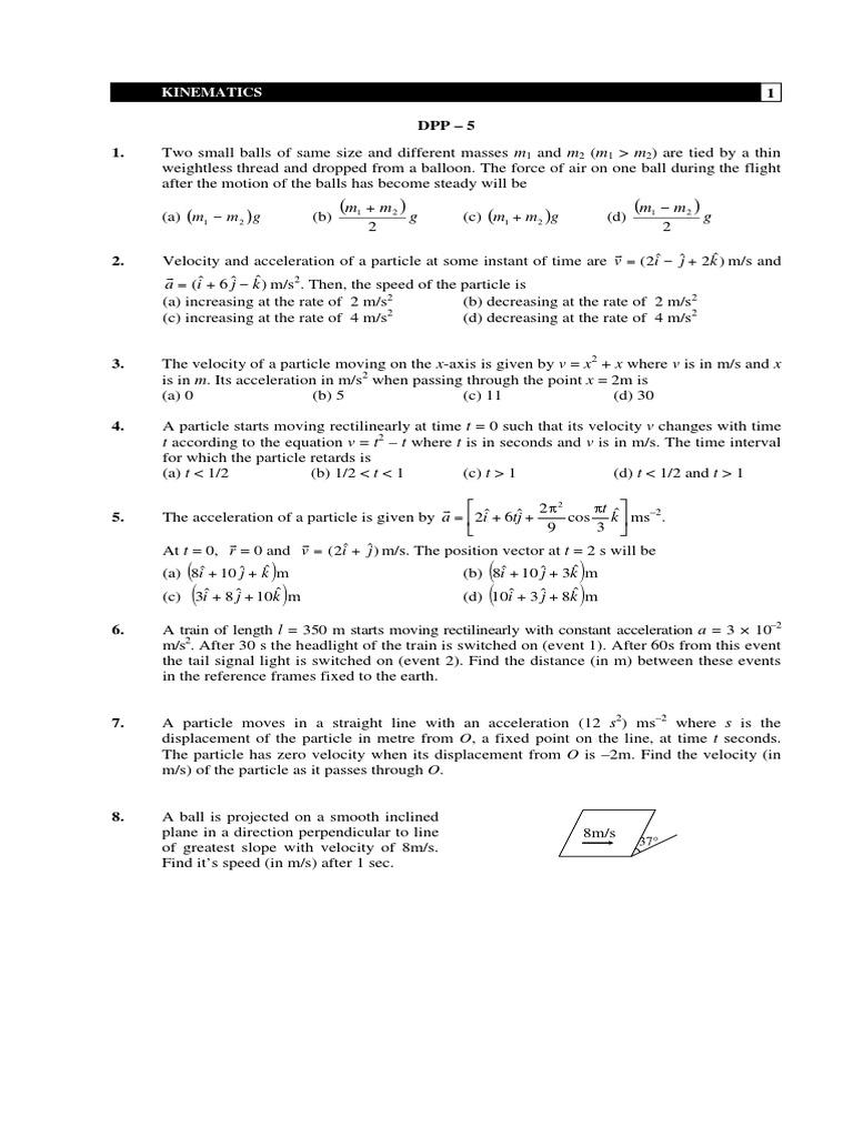 Dpp Kinematics Pdf Acceleration Kinematics