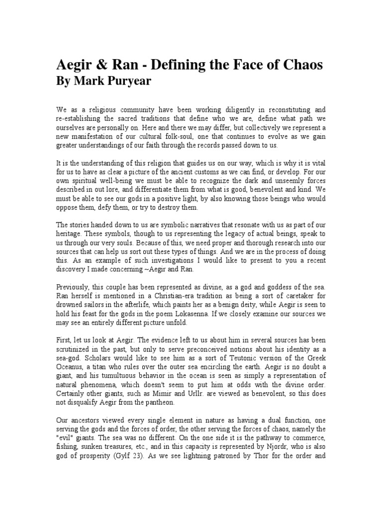 Aegir Ran | PDF | Loki | Norse Mythology