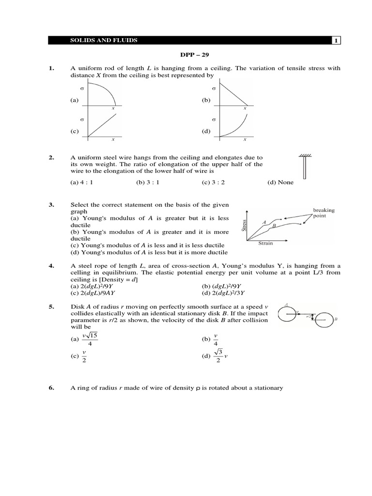 DPP - Solids & Fluids | PDF | Pressure | Density