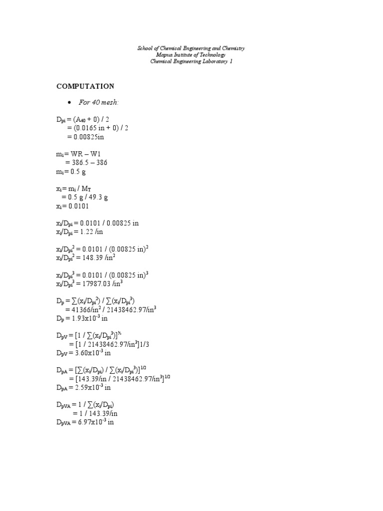 Screen Analysis (Wiley Mill and Sieve Shaker) | PDF | Mill (Grinding ...