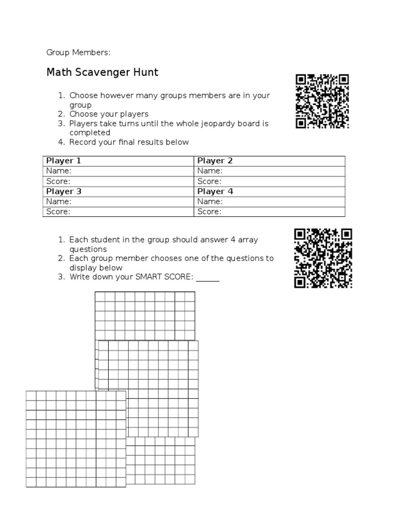 Math QR Scavenger Hunt Guide | PDF