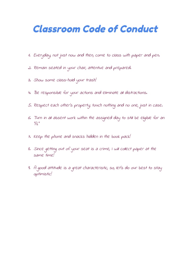 Classroom Etiquette for Students | PDF | Wellness | Career & Growth