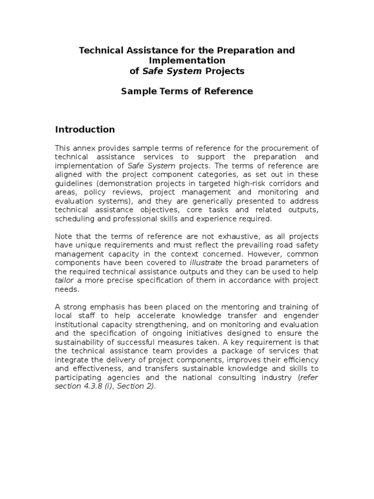 Sample TORs | PDF | Occupational Safety And Health | Monitoring And ...
