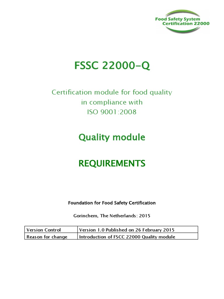 FSSC 22000-Q: Quality Module | PDF | Iso 9000 | Audit