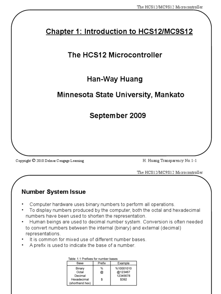 Chapter 1: Introduction To HCS12/MC9S12 The HCS12 Microcontroller Han ...