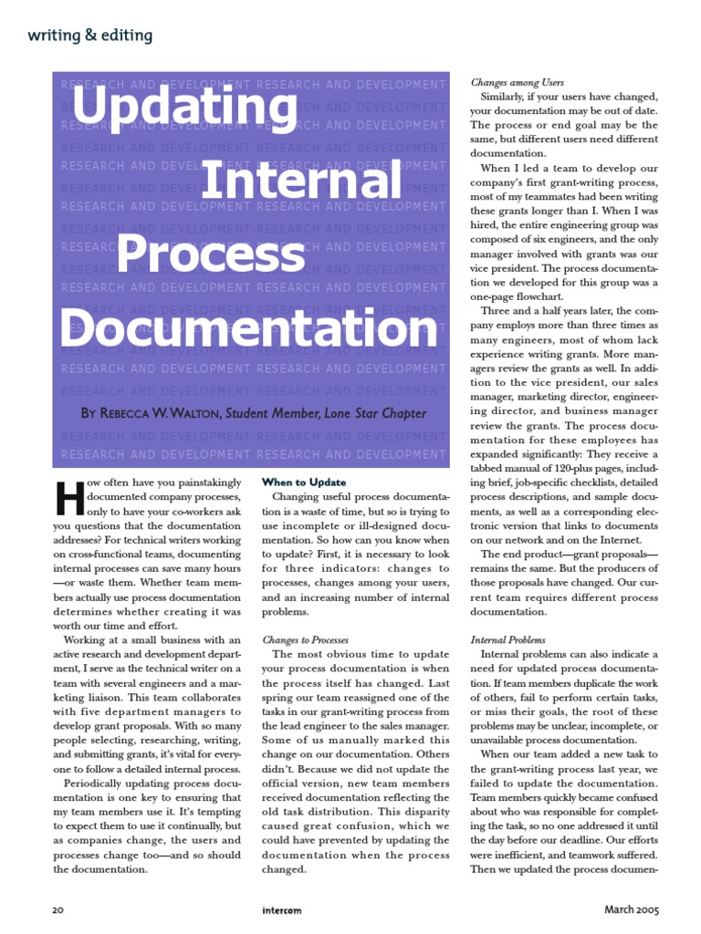 Updating Internal Process Documentation | PDF | Documentation | Usability
