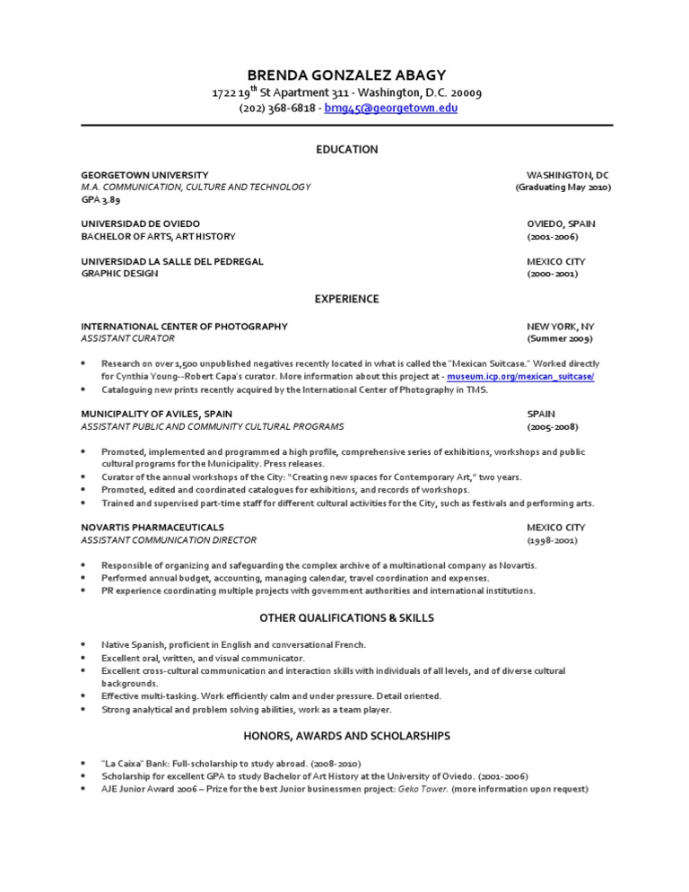 Resume Brenda Gonzalez Abagy | PDF | Cognition | Communication