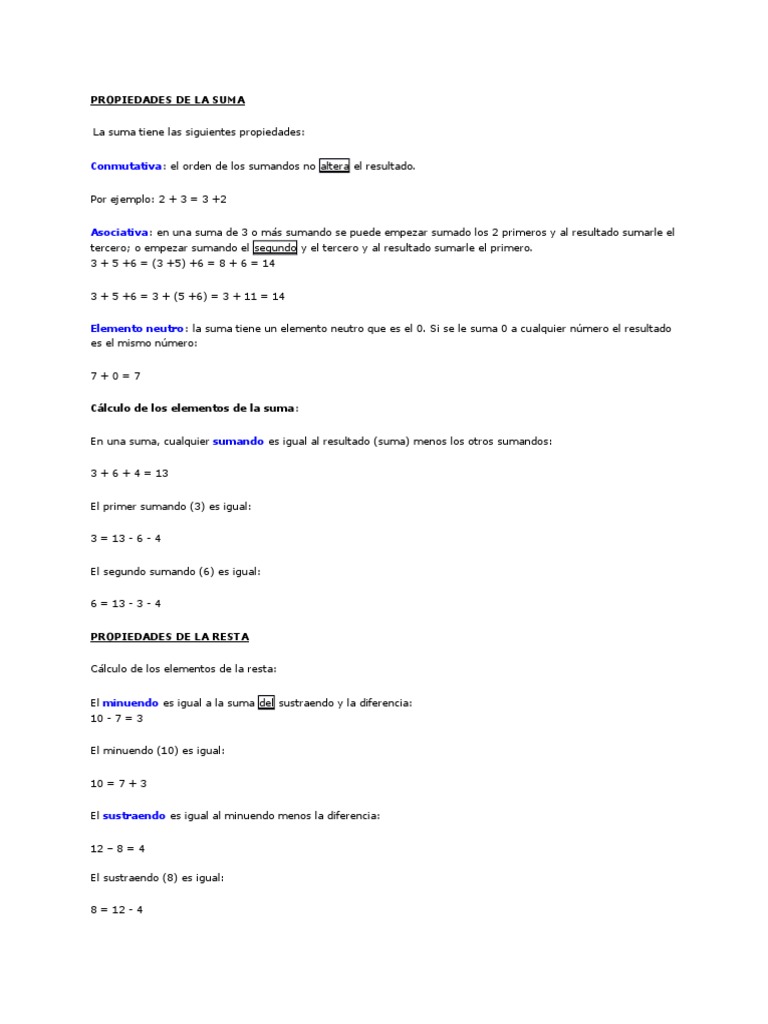 Propiedades de La Suma-Resta | PDF