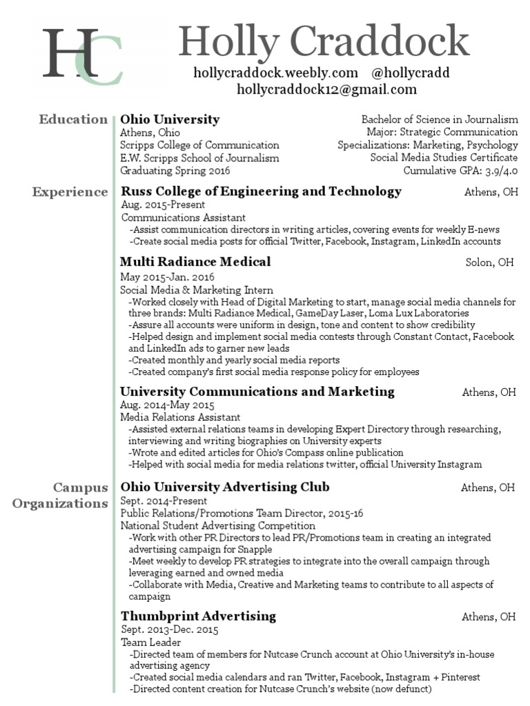 Holly Craddock Portfolio Resume | PDF | Business