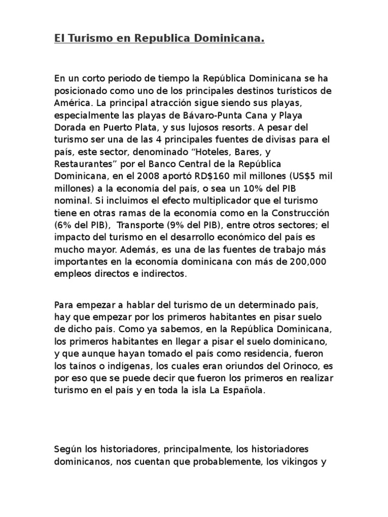 Presentación Turismo en RD | PDF | República Dominicana | Turismo